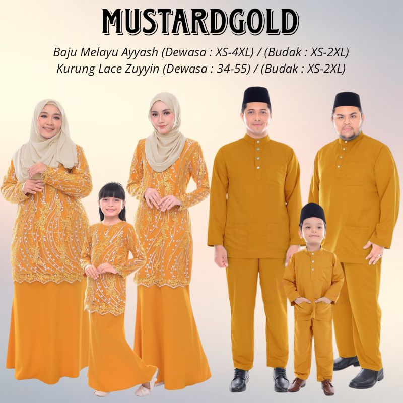 [AC] BAJU RAYA SEDONDON MUSTARD GOLD BAJU KURUNG SEDONDON IBU DAN ANAK ...