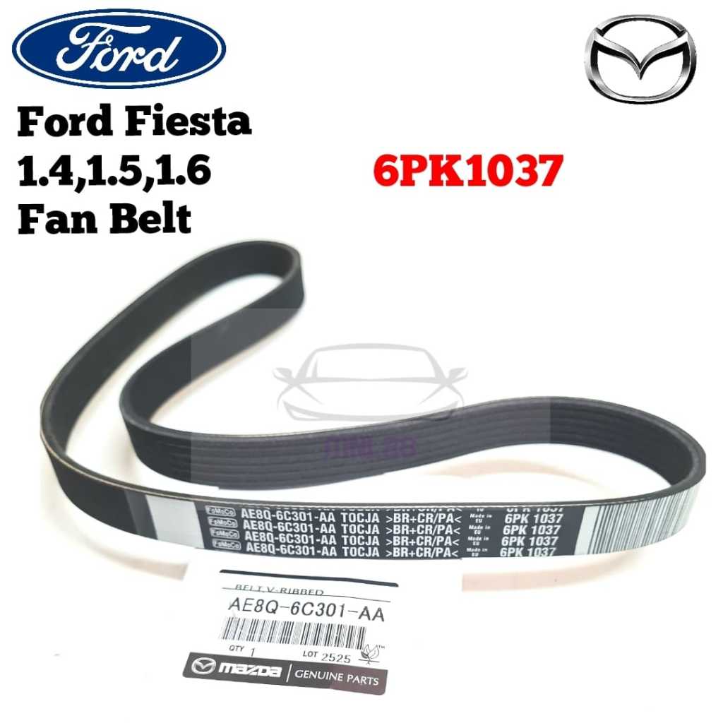Ford Fiesta 1.4, 1.5& 1.6 Fan Belt 6PK1037 ( AE8Q-6C301-AA ) | Shopee ...