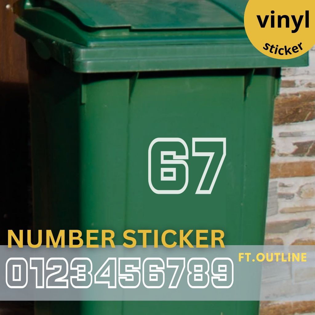 18cm 28cm Height Number Sticker (Font Outline) - Vinyl Decal Sticker ...