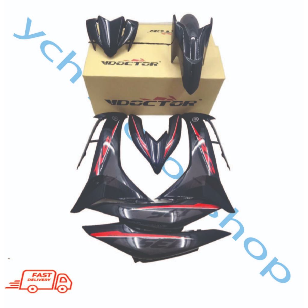 YAMAHA LC135 FI LC 135 FI 135LC FI V8 DOCTOR BLACK LINE RED COVER SET ...