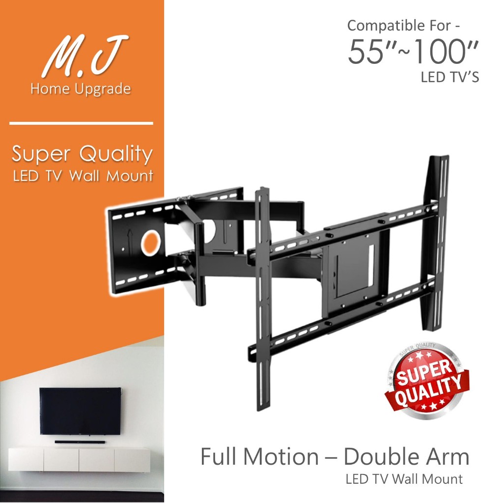 Heavy-Duty Full Motion Double Arm LED TV Wall Mount Compatible For 55 ...