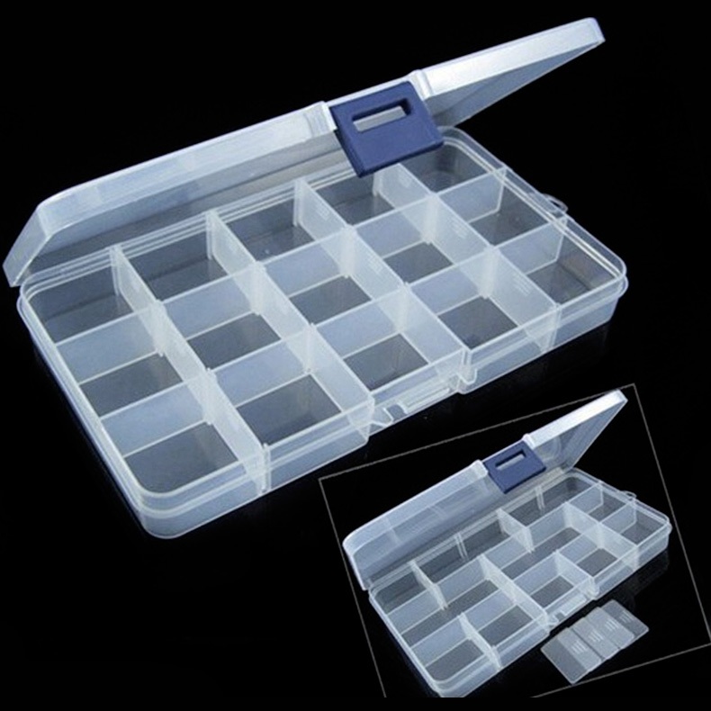 15 Grid Adjustable Plastic Storage Container Box 15 Slot Removable ...