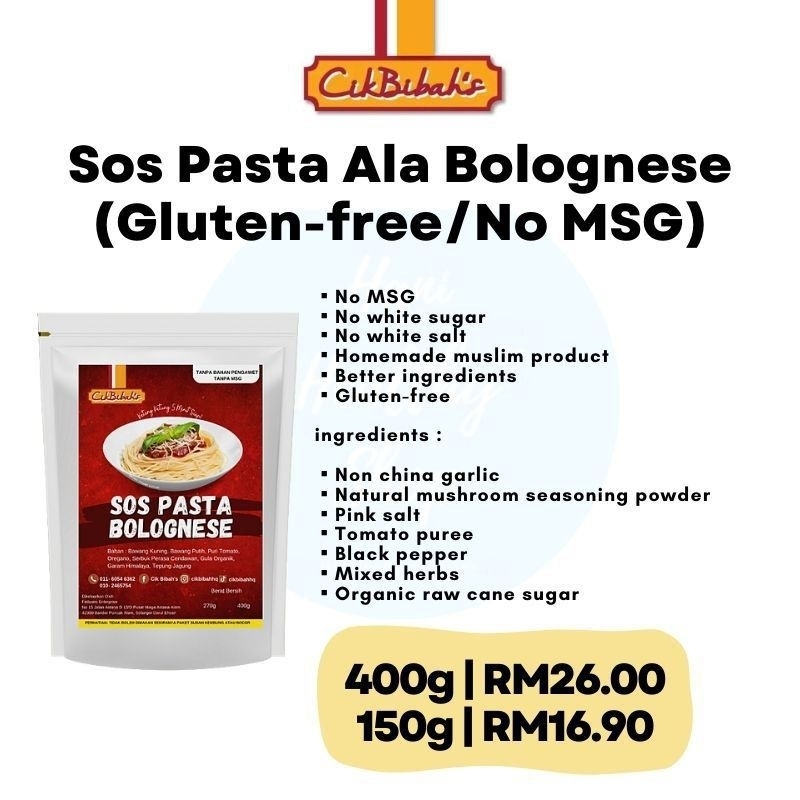SOS PASTA CIK BIBAH (BOLOGNESE/CARBONARA/AGLIO) | Shopee Malaysia