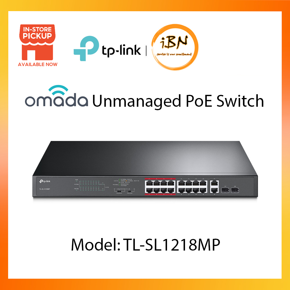 TP-Link TL-SL1218MP 16-Port 10/100Mbps + 2-Port Gigabit Unmanaged PoE Switch @ IBN | Shopee Malaysia