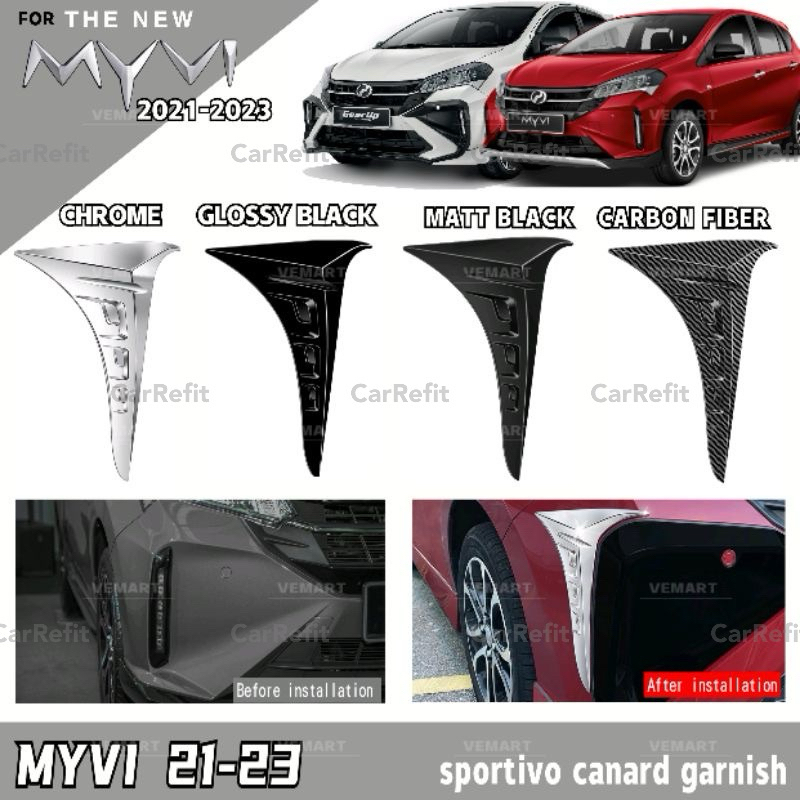 CarRefit Perodua Myvi 2021-2022 Front bumper canard garnish cover ...