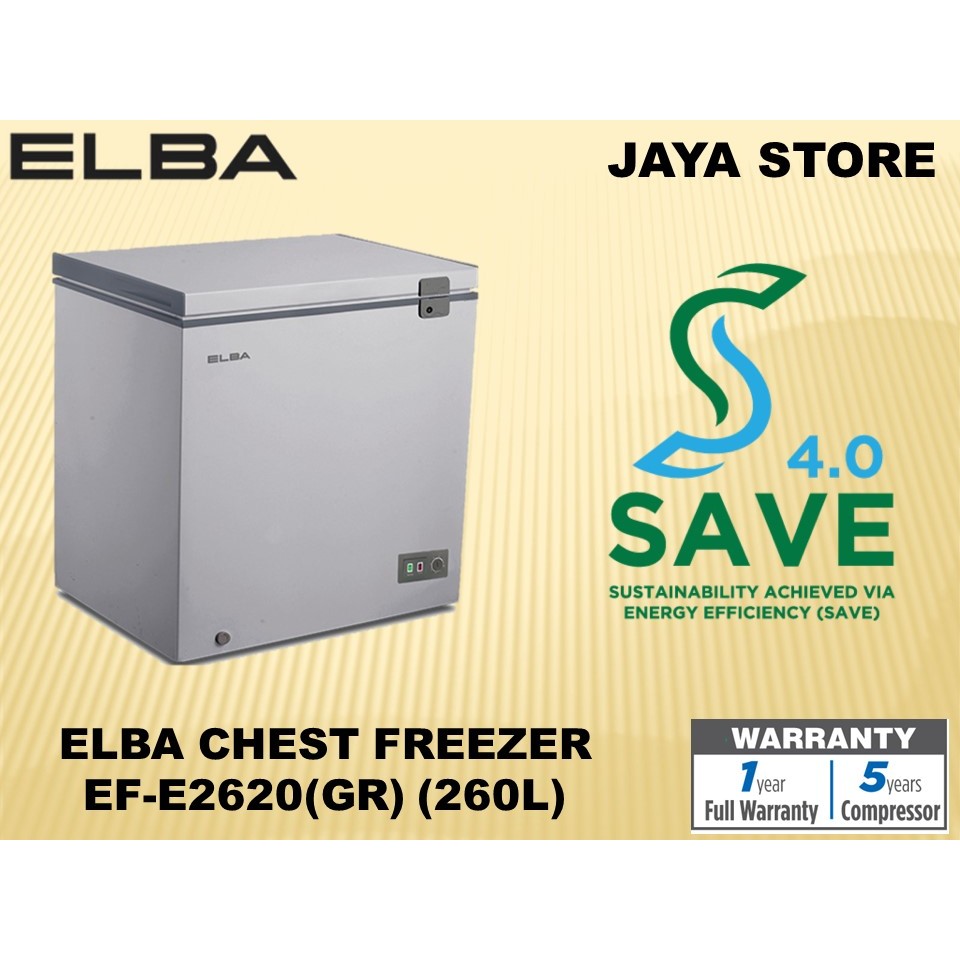 (SAVE 4.0)Elba 260L Artico Series Chest Freezer EF-E2620(GR) | Shopee ...