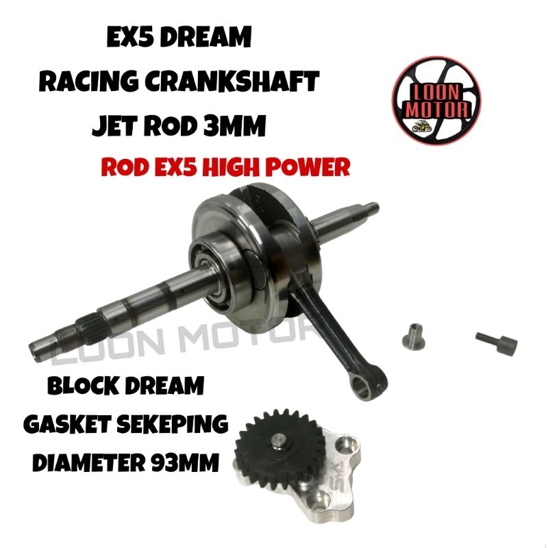 EX5 DREAM RACING CRANKSHAFT JET ROD 3MM (3 IN 1) - SMK RACING | Shopee ...