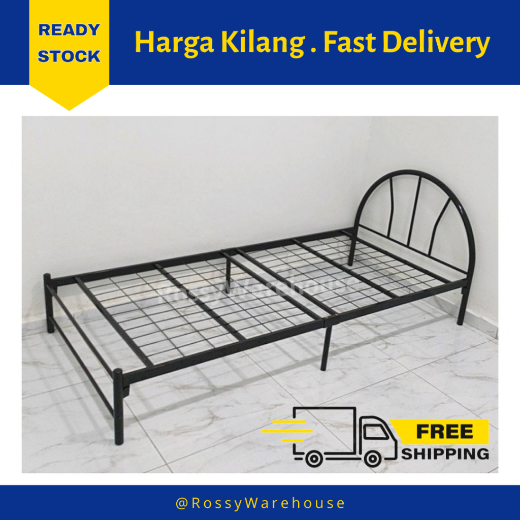 Single Bed / Besi Katil Single Hitam /Metal Bed/ Katil Besi Bujang ...