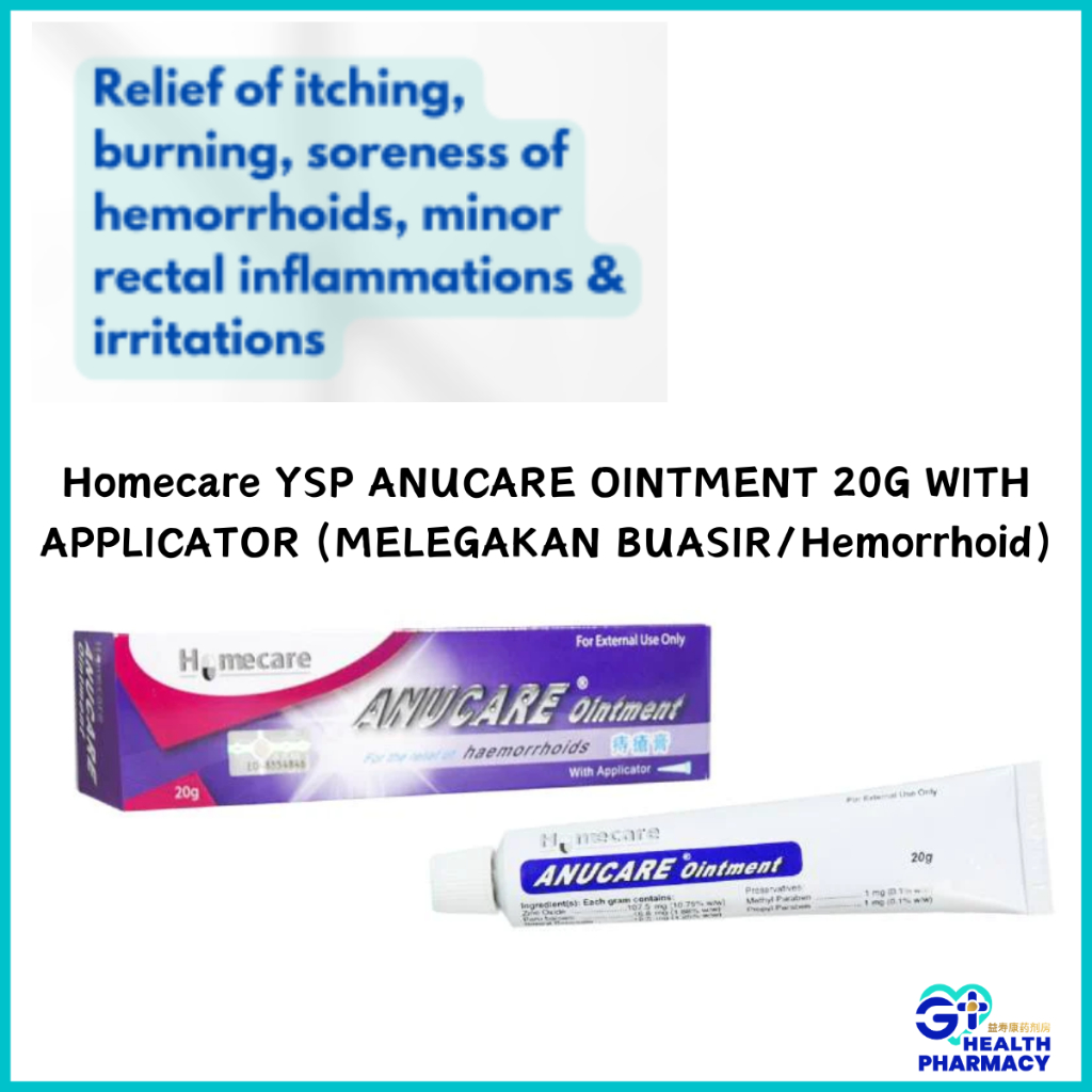 Homecare YSP ANUCARE OINTMENT 20G WITH APPLICATOR (MELEGAKAN BUASIR ...