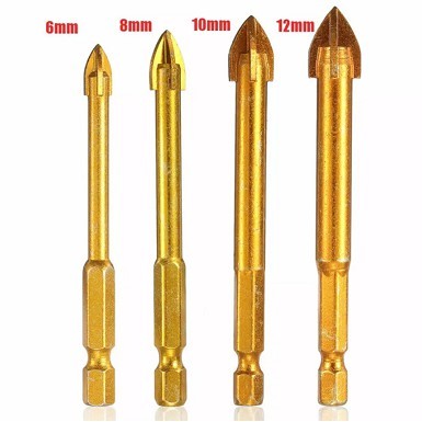 6/ 8/ 10/ 12MM Titanium Coated Hex Shank Carbide Tip Glass Drill Bit ...