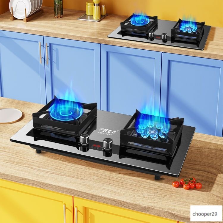 Double Burner Tempered Glass Gas Stove (Built-in / Table Top)/燃气灶 ...