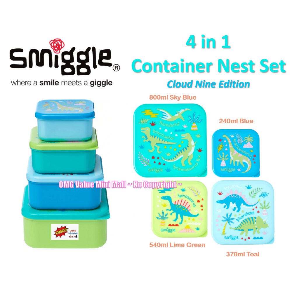 [Original] SMIGGLE 4 In 1 Containers Nest - Cloud Nine Edition (4 Pcs Set) Food Containers ...
