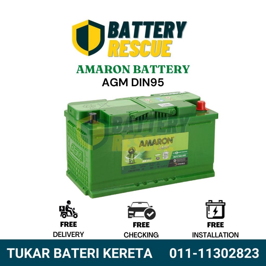 [Installation Available] LN5 AGM | DIN95L | DIN95 | DIN100 AMARON JADE AGM MF Car Battery Bateri ...