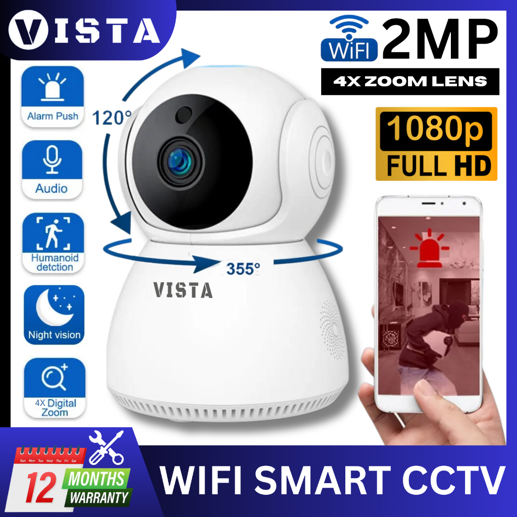 VISTA 2MP 1080P CCTV Wireless Camera CCTV Indoor WIFI Camera Security ...