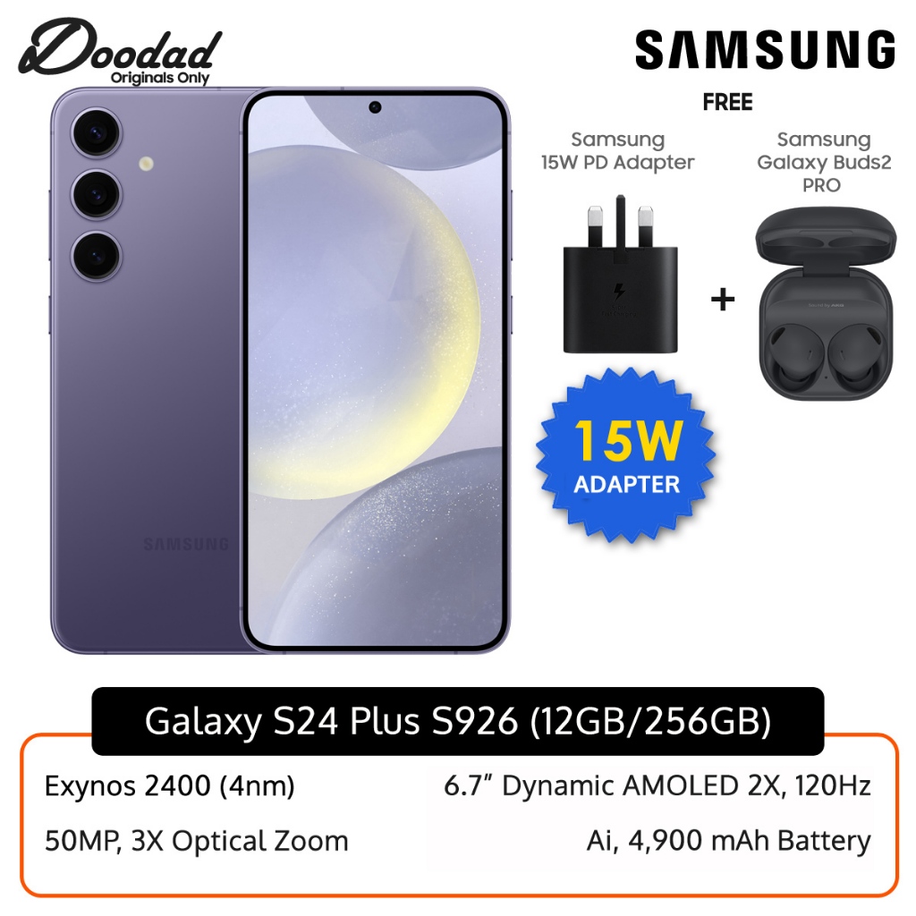 Samsung Galaxy S24 Plus 5G 12GB+256GB SM-S926 With Samsung 15W Adapter ...