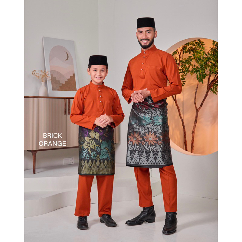 BAJU MELAYU BRICK ORANGE MODEN SLIM FIT (ADA ZIP DISISI) | Shopee Malaysia