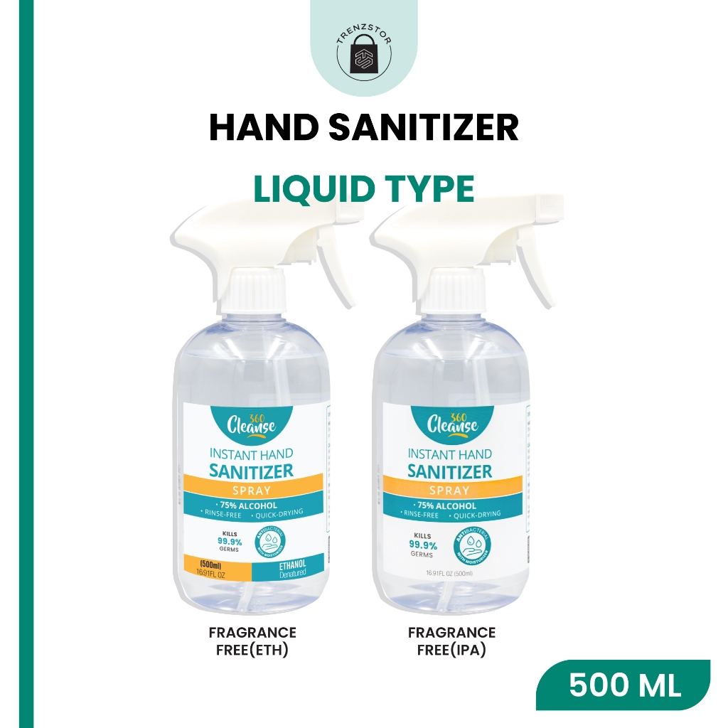 Cleanse360 Hand Sanitizer 75% Ethanol Alcohol [Liquid/Spray - 500ml ...