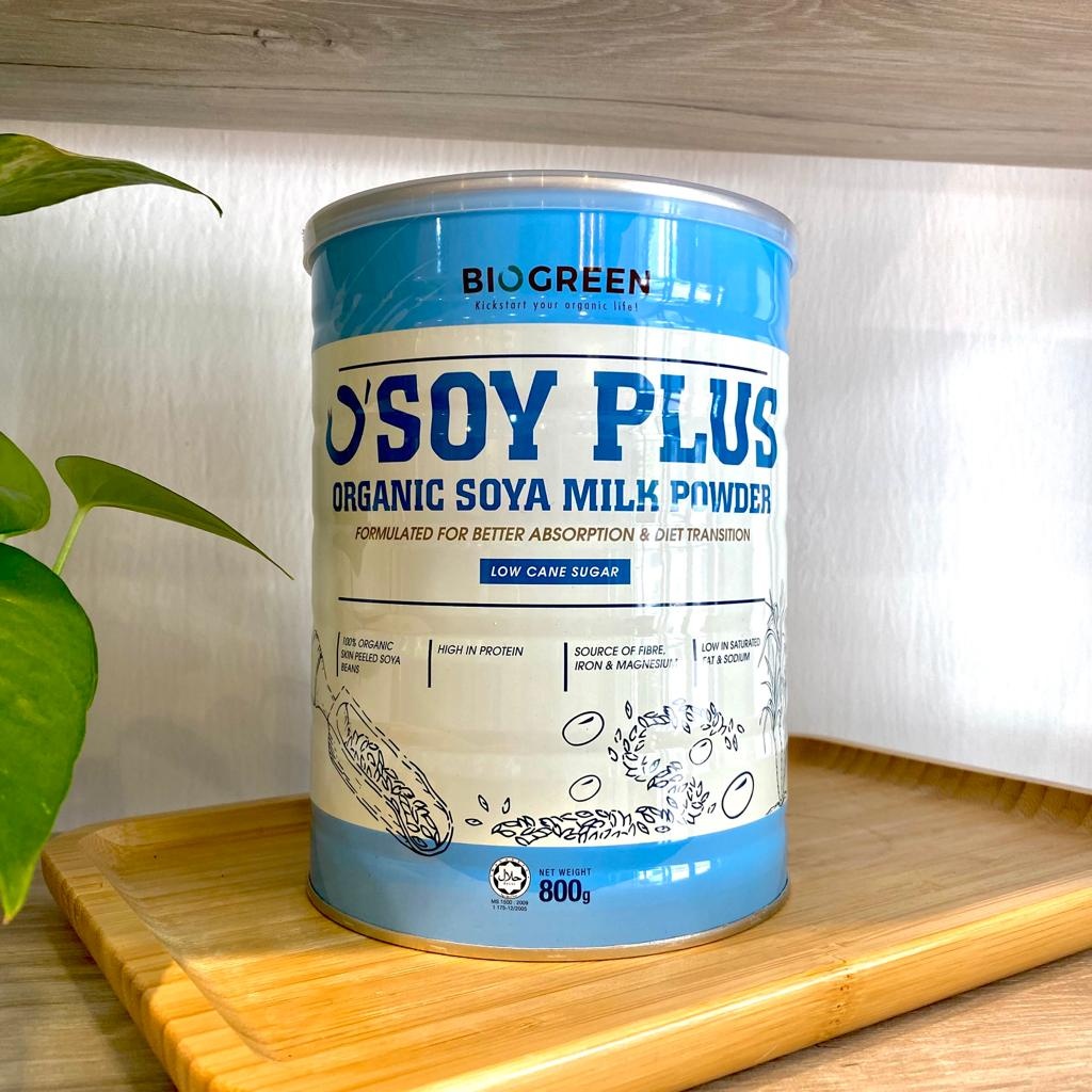 BIOGREEN O'SOY PLUS ORGANIC SOYA MILK POWDER LOW CANE SUGAR 800G ...