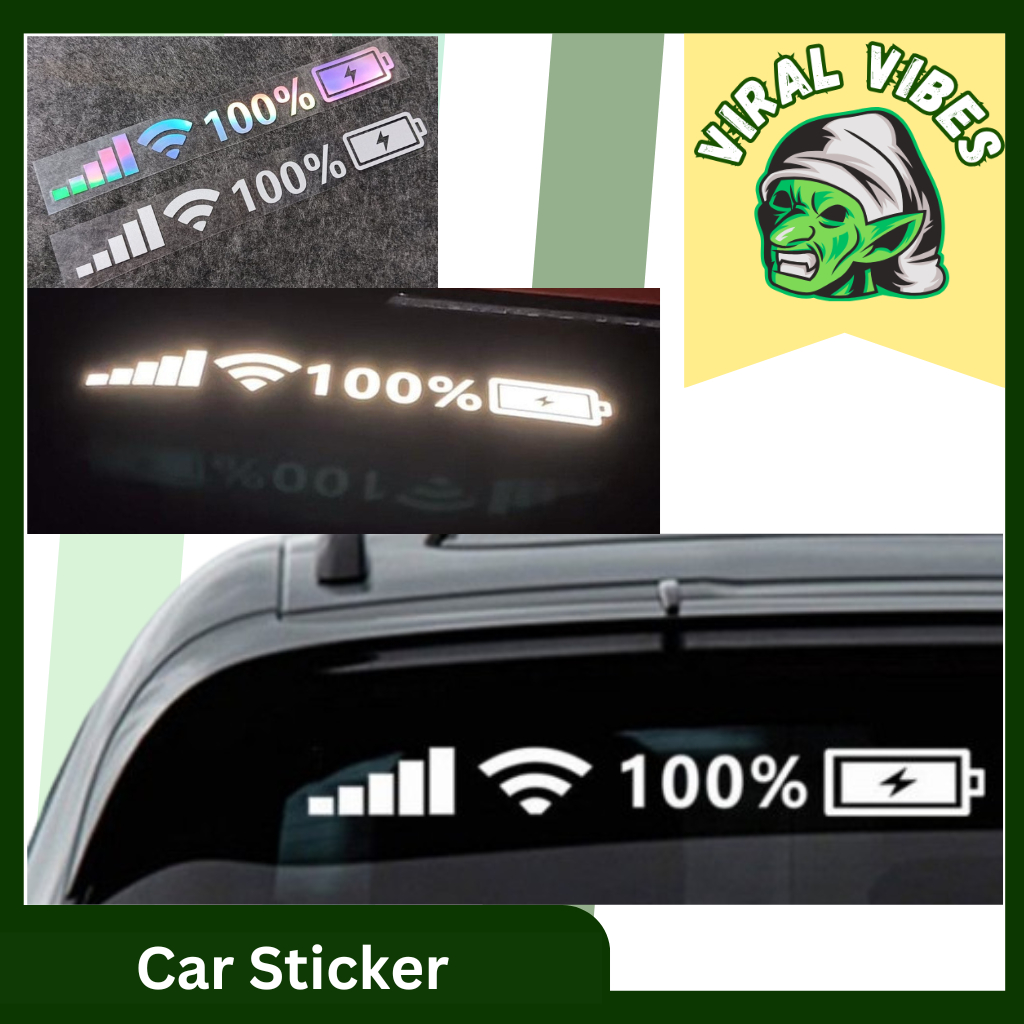 Sticker Cermin Kereta Sticker Car Sticker WI-FI Signal Battery Level ...