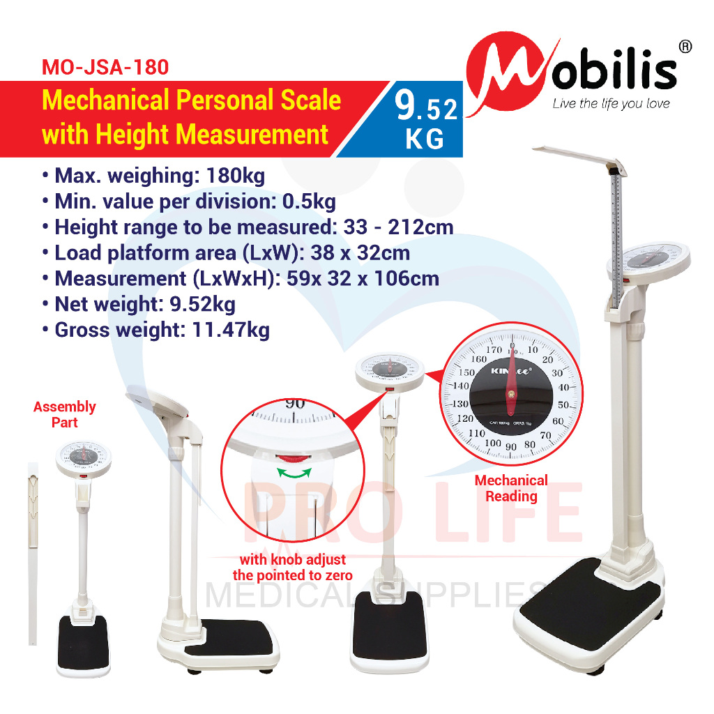 Mobilis Mechanical Personal Scale with Height Measurement (MO-JSA-180) | Shopee Malaysia