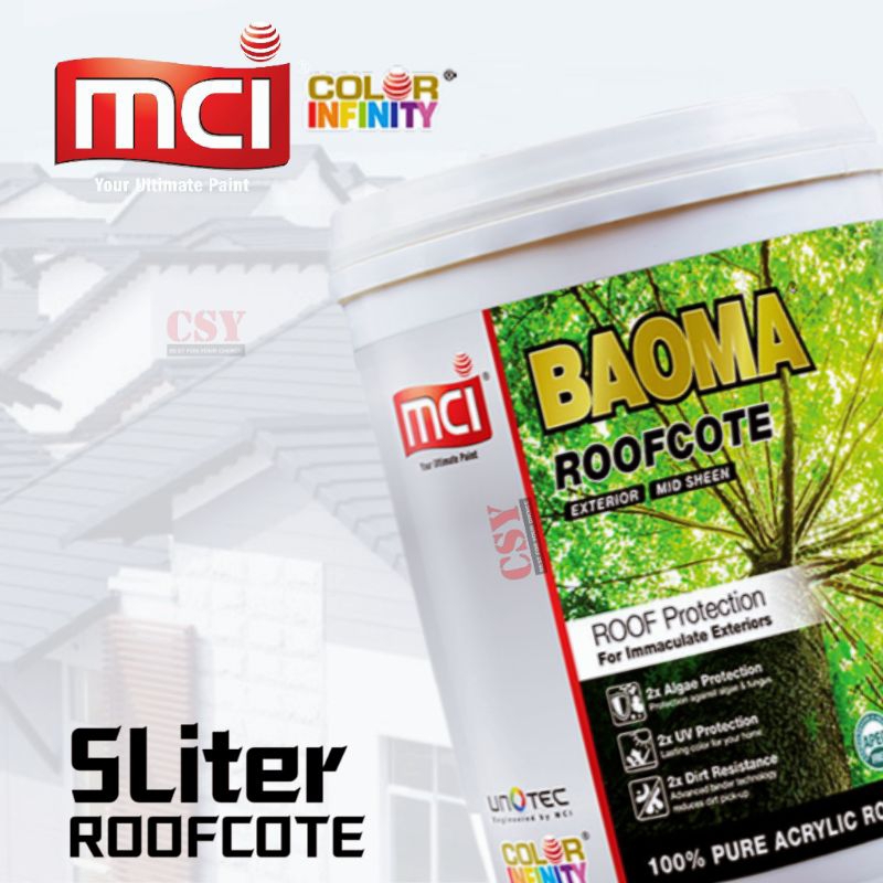 MCI BAOMA ROOFCOTE 100% PURE ACRYLIC ROOF COATING 5LITER / CAT ATAP ...