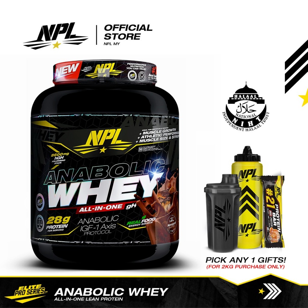 NPL Anabolic Whey gH 4lbs(1.8kg)2lbs(908g) Lean Muscle with Creatine Stack Halal Whey Protein ...