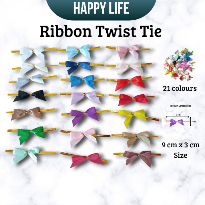 20pcs/50pcs Ribbon Twist Tie Cookies Bag Satin Decoration Riben ...