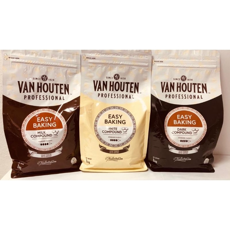 Van Houten Easy Bake White/DARK/MILK Chocolate Coin / Coklat Putih 1KG (Senang Cair) 非调温 - 易煮溶 ...