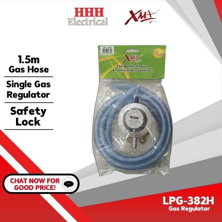 XMA GAS REGULATOR FULL SET WITH 1.5m HOSE & CLIPS (LPG-382H) | Shopee ...