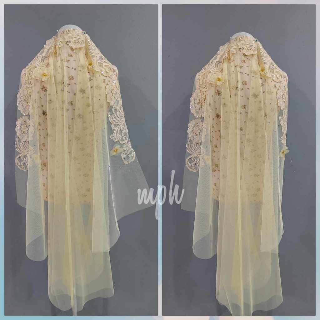 Veil Nikah Veil Murah Veil Tunang Veil Simple Beading dan Lace veil ...