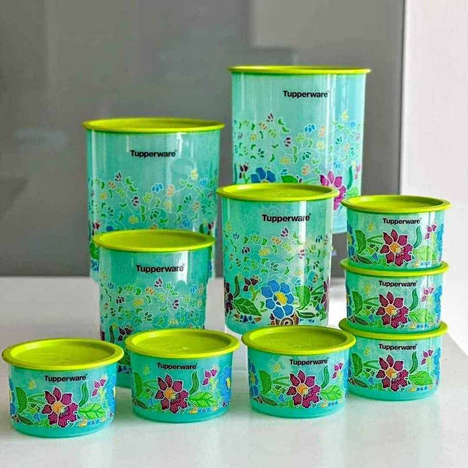 Tupperware Petalz One Touch 2L / 600ml Topper Airtight food container / Spinning Tray/ bekas ...