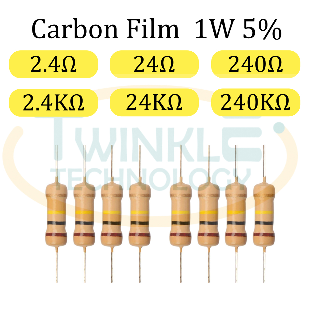 Resistor 1W 2.4 ohm, 24 ohm, 240 ohm, 2.4K ohm, 24K ohm, 240K ohm 1W 5% ...