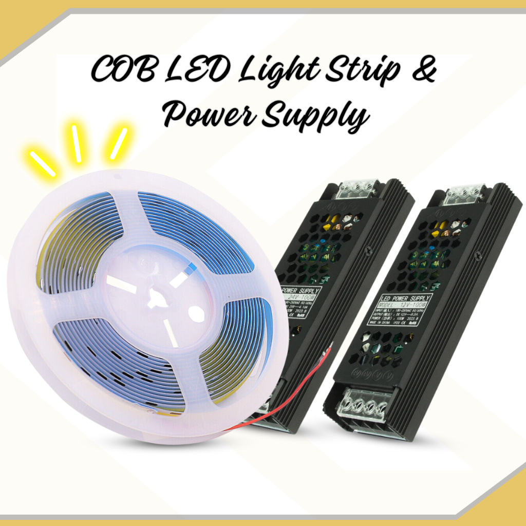 COB LED Light Strip 5m/Roll 8mm 12V/24V / 3000K/4000K/6500K / Power ...