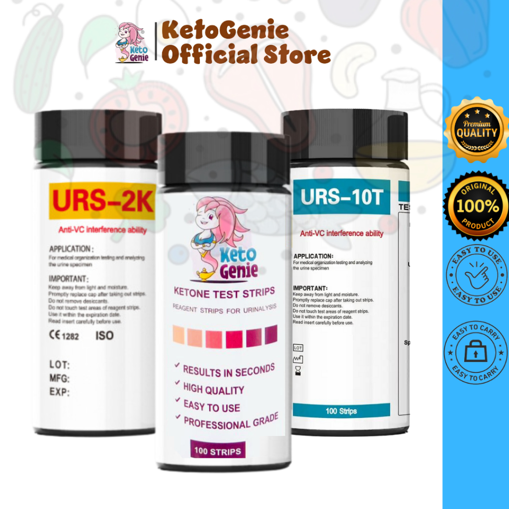 KetoGenie Ketone Glucose Urine Test Strips ( 100 strips ) URS-1K / URS ...
