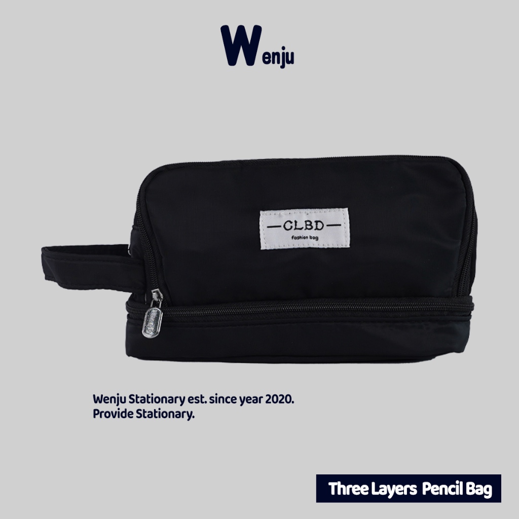 WENJU | Three Layers Pencil Bag (Black) | Shopee Malaysia