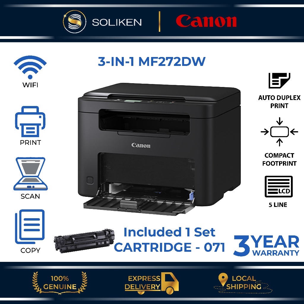 Canon MF272DW imageCLASS Compact 3-in-1 Monochrome Multifunction for ...