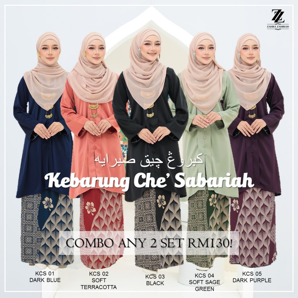 Kebarung Che' Sabariah by ZAHRA ZAHIRAH Pearl Skin + Sutera Dobby Saiz ...