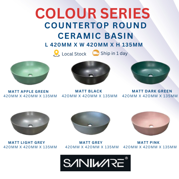 SANIWARE 420mm Ceramic Countertop Round Basin Color Wash Basin Balcony ...