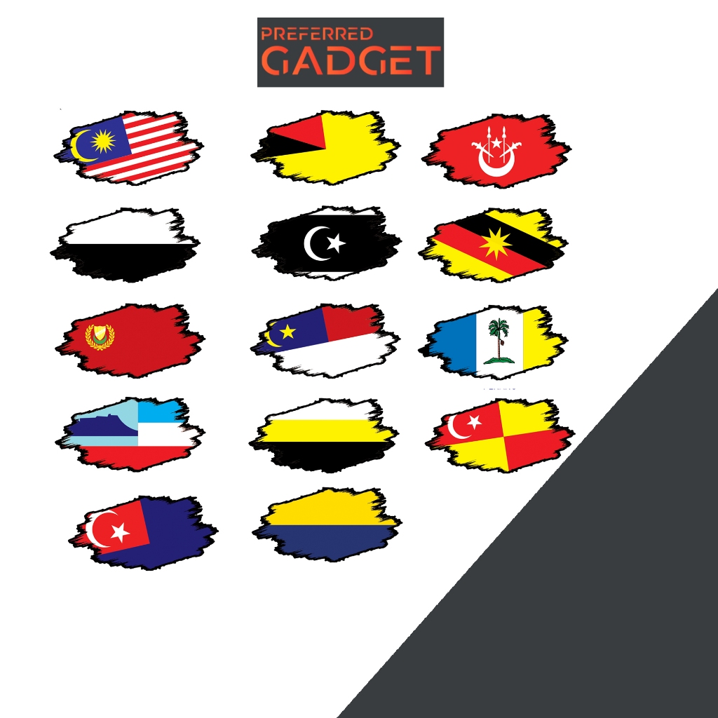 Car Sticker Bendera Malaysia Sticker Flag Motor Sticker Negeri ...