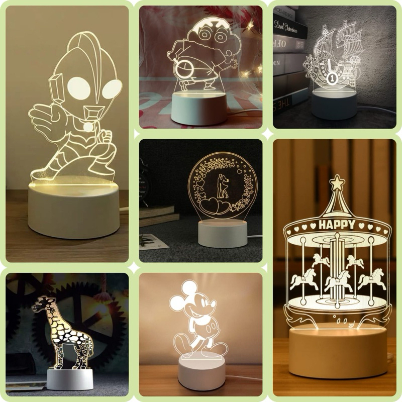 Christmas Gift Lampu Meja 3D Creative Light LED Display Acrylic Night ...