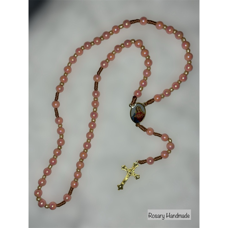 Rose Gold Catholic Crystal Rosary / Rosari Christ Jesus Cross Necklace ...