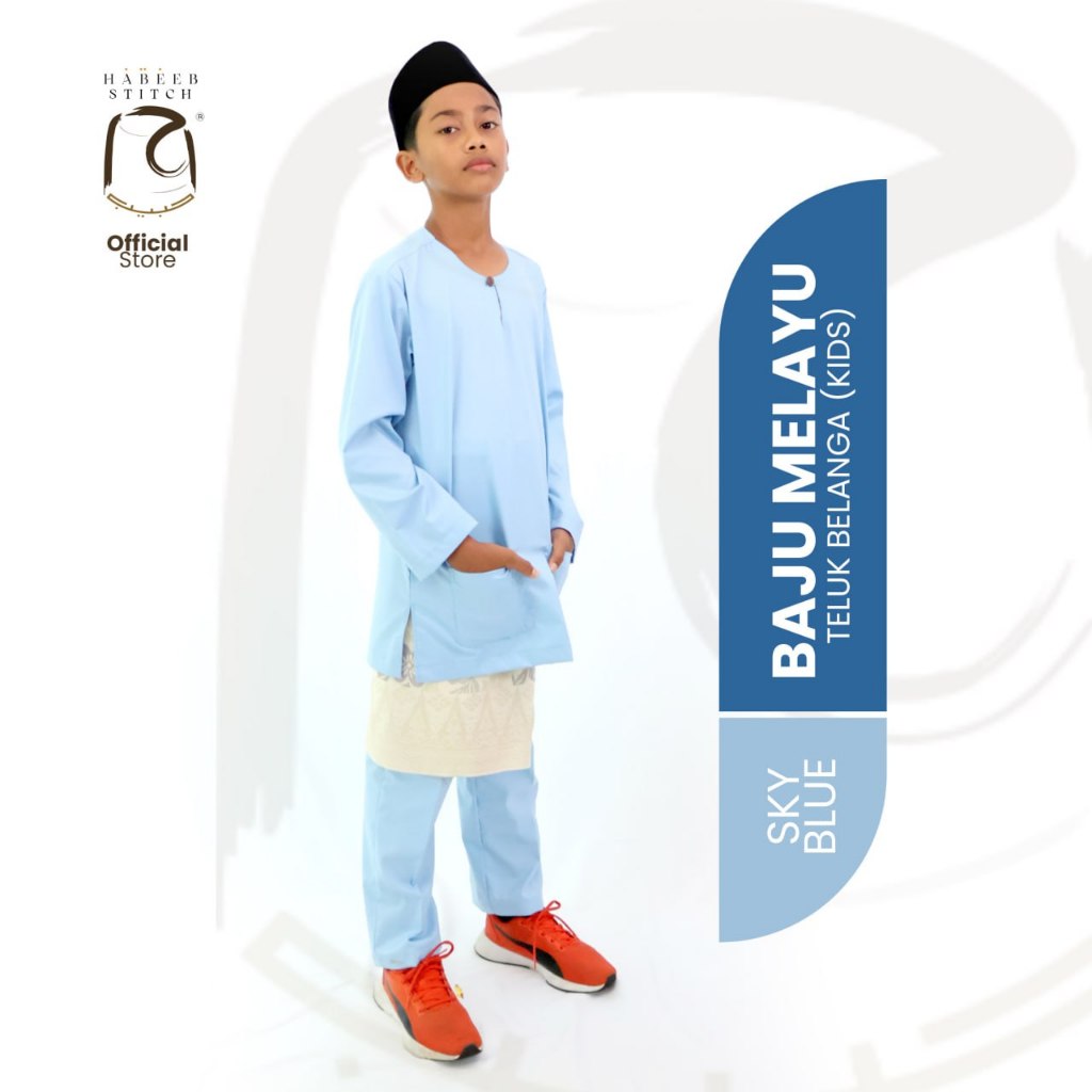 BAJU MELAYU TELUK BELANGA HABEEB STITCH 2024 (SKY BLUE/KIDS) | Shopee ...