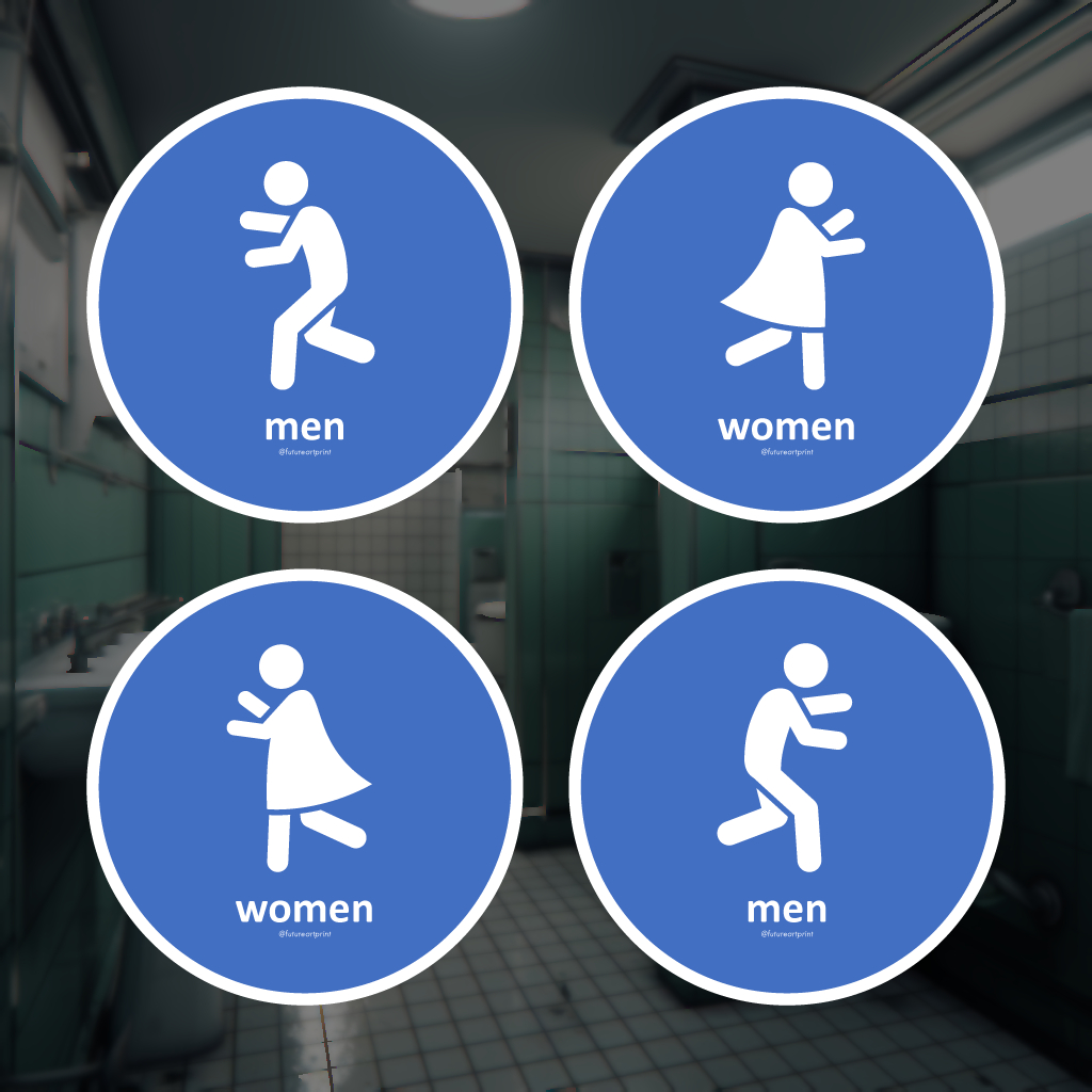 Unique Funny Toilet Tandas Restroom Sign. Premium Sticker Signage Round ...