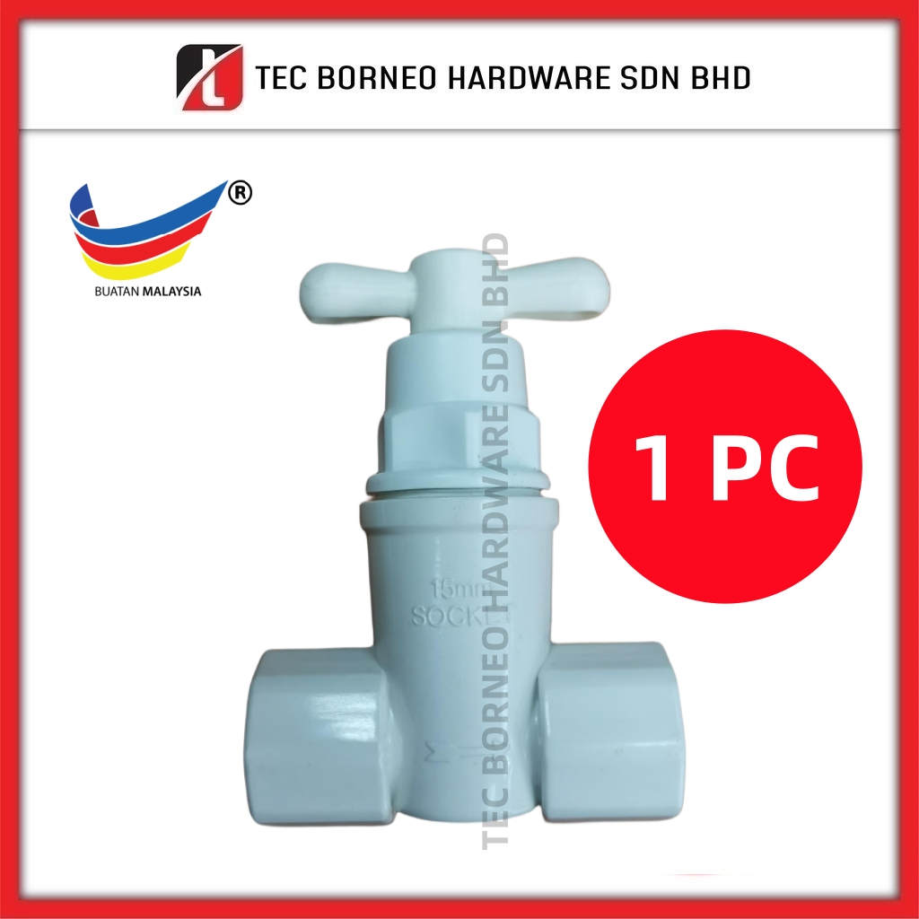 TEC [1 PCS] 15mm 1/2" PVC Stopcock Socket End Non-Threaded with Tee ...