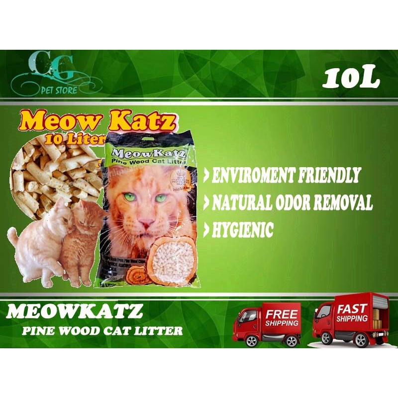 MeowKatz Natural Pine Wood Cat Litter 10L Meow Katz | Shopee Malaysia
