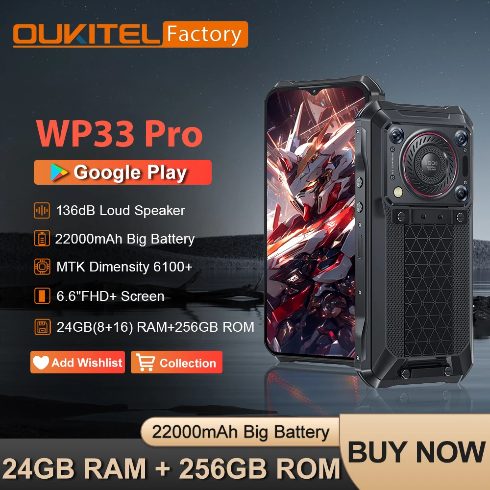 【In Local】Oukitel WP33 Pro 5G Rugged Smartphone 22000mAh 6.6" FHD+ Cell ...