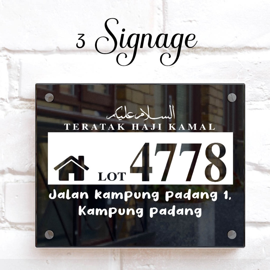 Signage Rumah Plate Alamat Rumah Modern House Number Plate (BOLD NUT ...