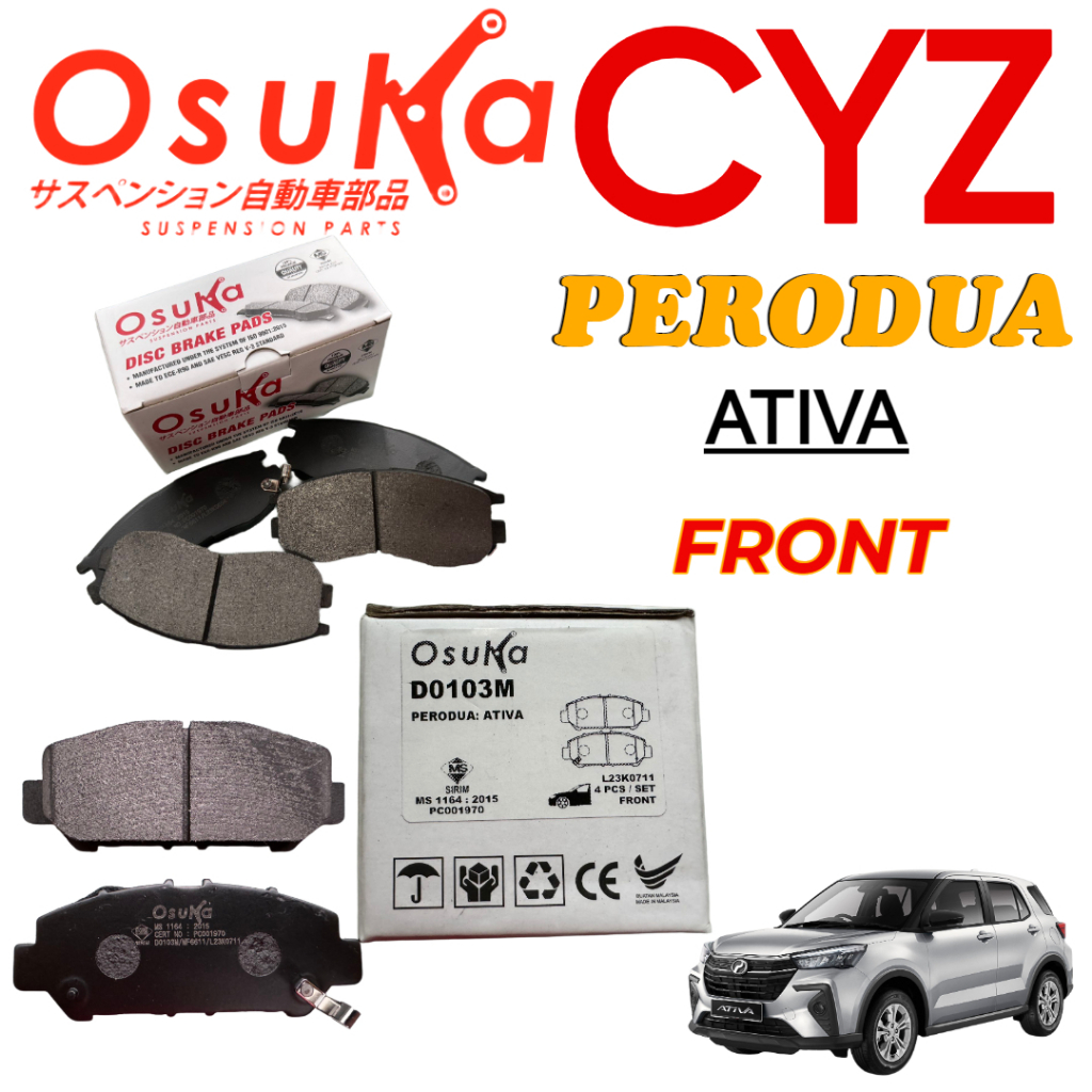 OSUKA Front Brake Pad Perodua Ativa Buatan Malaysia (D0103M) | Shopee ...