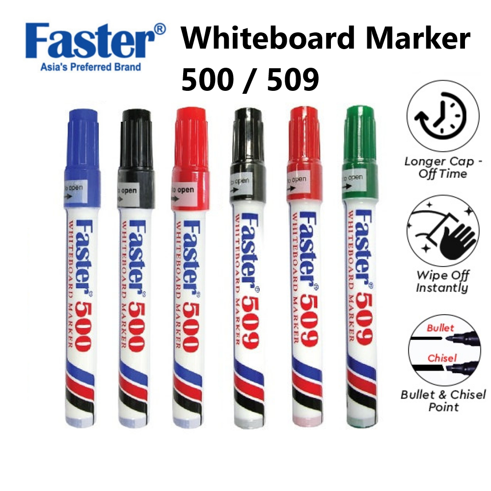 Faster 500 / 509 Whiteboard Marker Pen Bullet Chisel Tip Stationery ...
