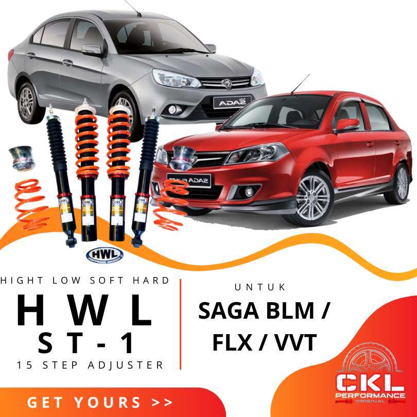 PROTON SAGA BLM/FL/FLX/VVT - HWL ST-1 SERIES ADJUSTABLE COILOVERS ...